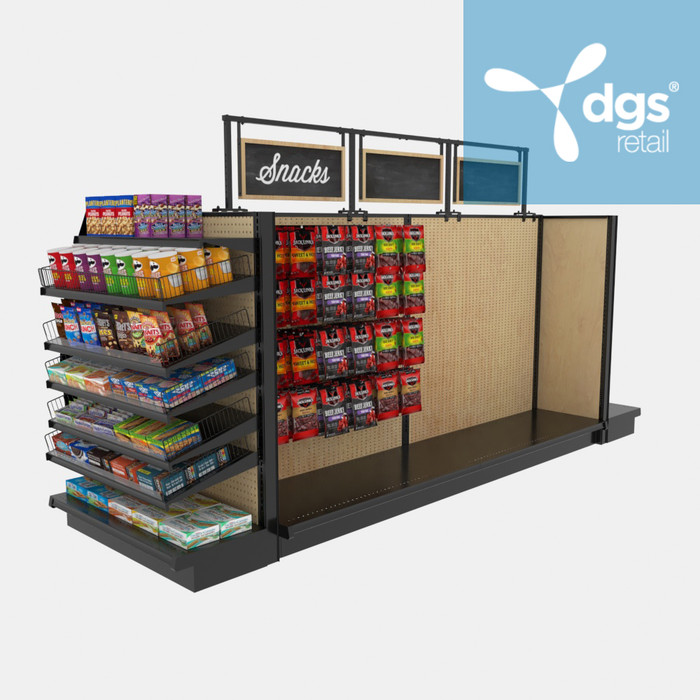 12ft Wide Wood Pegboard Gondola Liquor Store Island Display with End ...