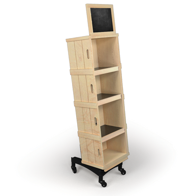 Wooden Liquor Store Crate Display Impulse Rack w/Casters | DGS Retail