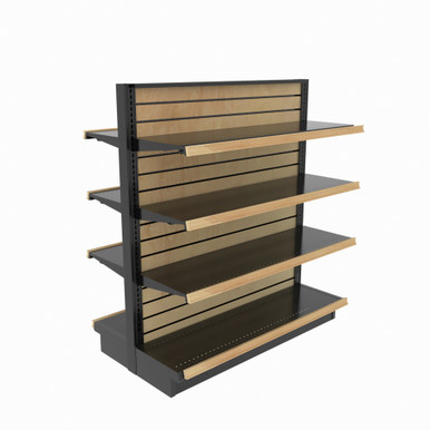Wood Slatwall Gondola Double-Sided Unit With 8 Shelves | DGS Retail