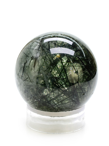 Green Tourmaline in Quartz Sphere - 647-JAK-03 - Exquisite Crystals