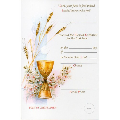 Certificate: First Holy Communion 175mm x 265mm - The Square Gift Store