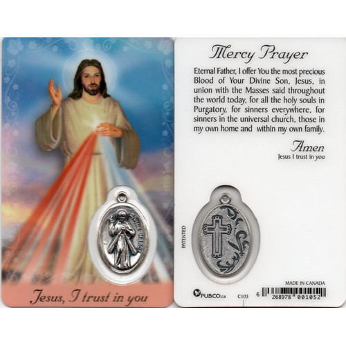 Divine Mercy Laminated Card and Medal - The Square Gift Store
