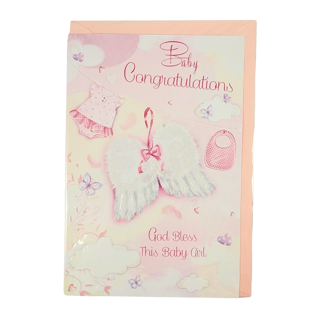 Card: Congratulations Baby Girl - Pink - The Square Gift Store
