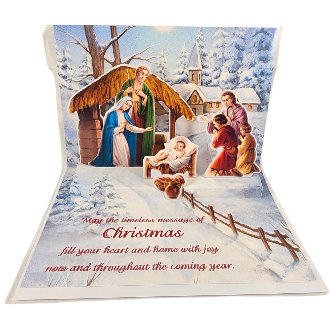 Christmas Card: Nativity White Christmas wishes - 3 Dimensional/Pop up ...