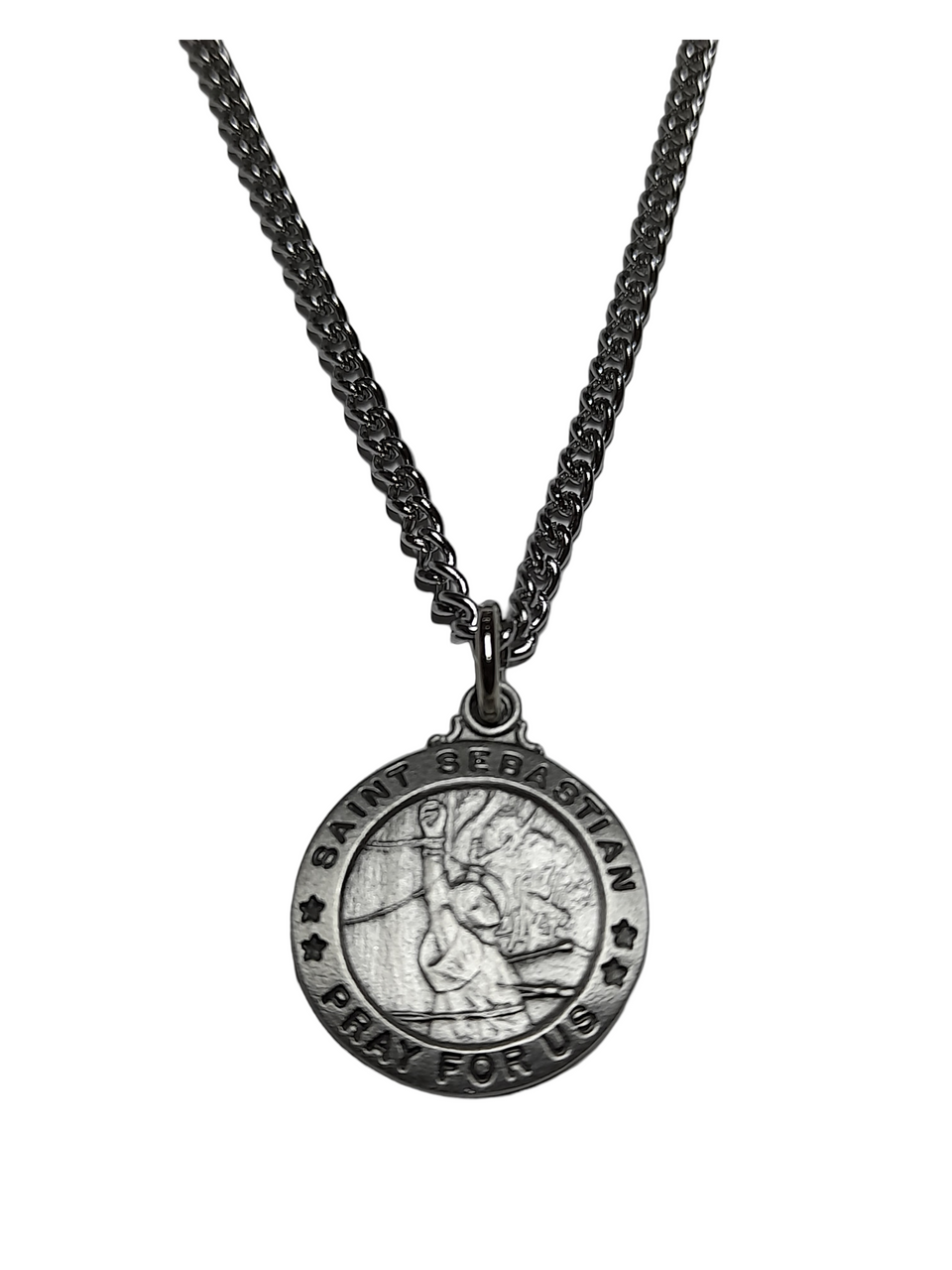 St. Sebastian Pendant With 24" Silver Tone Chain - The Square Gift Store