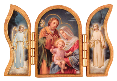 Holy Family Wood Triptych/Gold Foil - The Square Gift Store