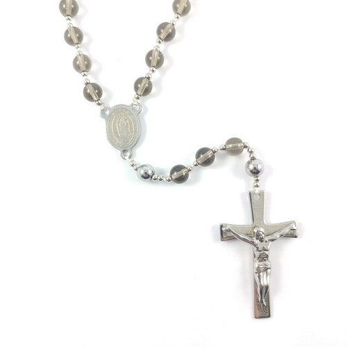 Rosary: Stainless Steel Etch Centrepiece Smokey - The Square Gift Store
