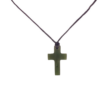 New Zealand Greenstone Cross on Adjustable Cord - The Square Gift Store