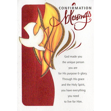 Card: Confirmation Blessings - Red Flame and Dove - The Square Gift Store