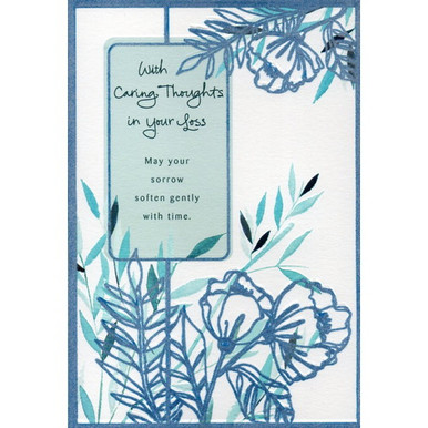 Card: Sympathy - With Caring Thoughts - Blue Velvet - The Square Gift Store