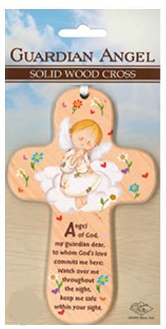 Solid Wood Cross Guardian Angel - The Square Gift Store