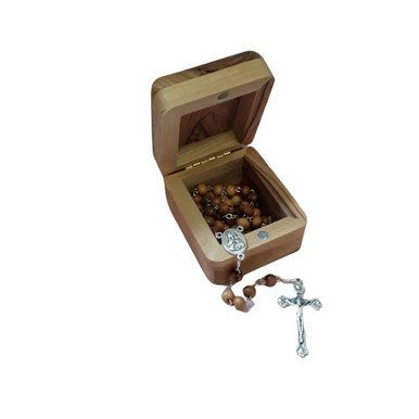 Rosary: Olive Wood Box with Jerusalem Cross on Cover - The Square Gift ...