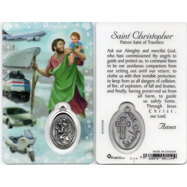 St Christopher Laminated Card And Medal - The Square Gift Store