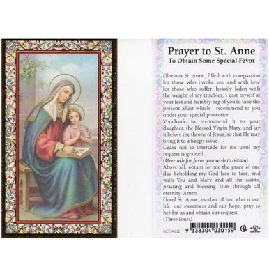 Holy Prayer Card: St Anne - 7cm x 12cm - The Square Gift Store