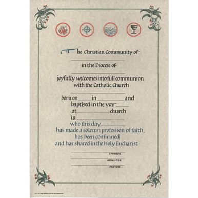 Certificate: RCIA Communion - Rough Paper - The Square Gift Store