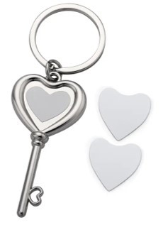 Sublimation Heart Key with Heart Insert with Key Ring