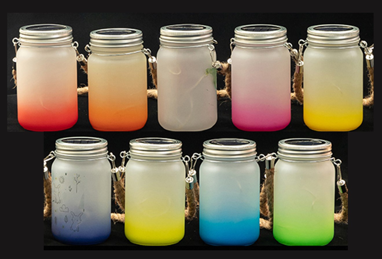 Set of 8 - 15 Oz Solar Fairy Light Sublimation Glass Lantern with Rope ...