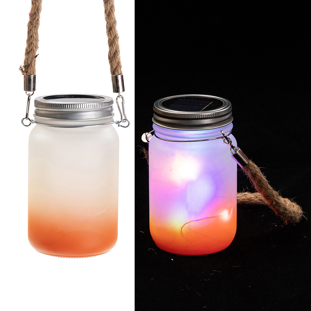 Set of 8 - 15 Oz Solar Fairy Light Sublimation Glass Lantern with Rope ...