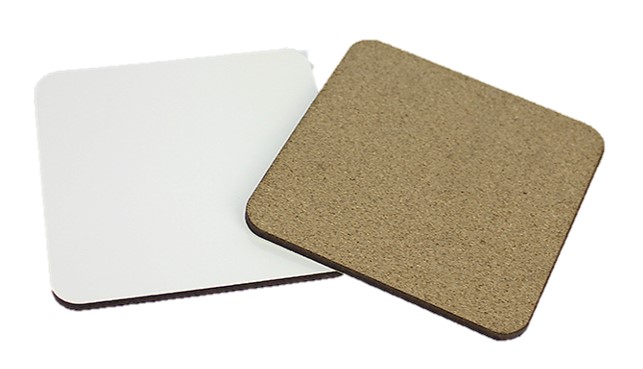 10 Pack - 3.5" Square MDF with Cork Backing Sublimation Coaster