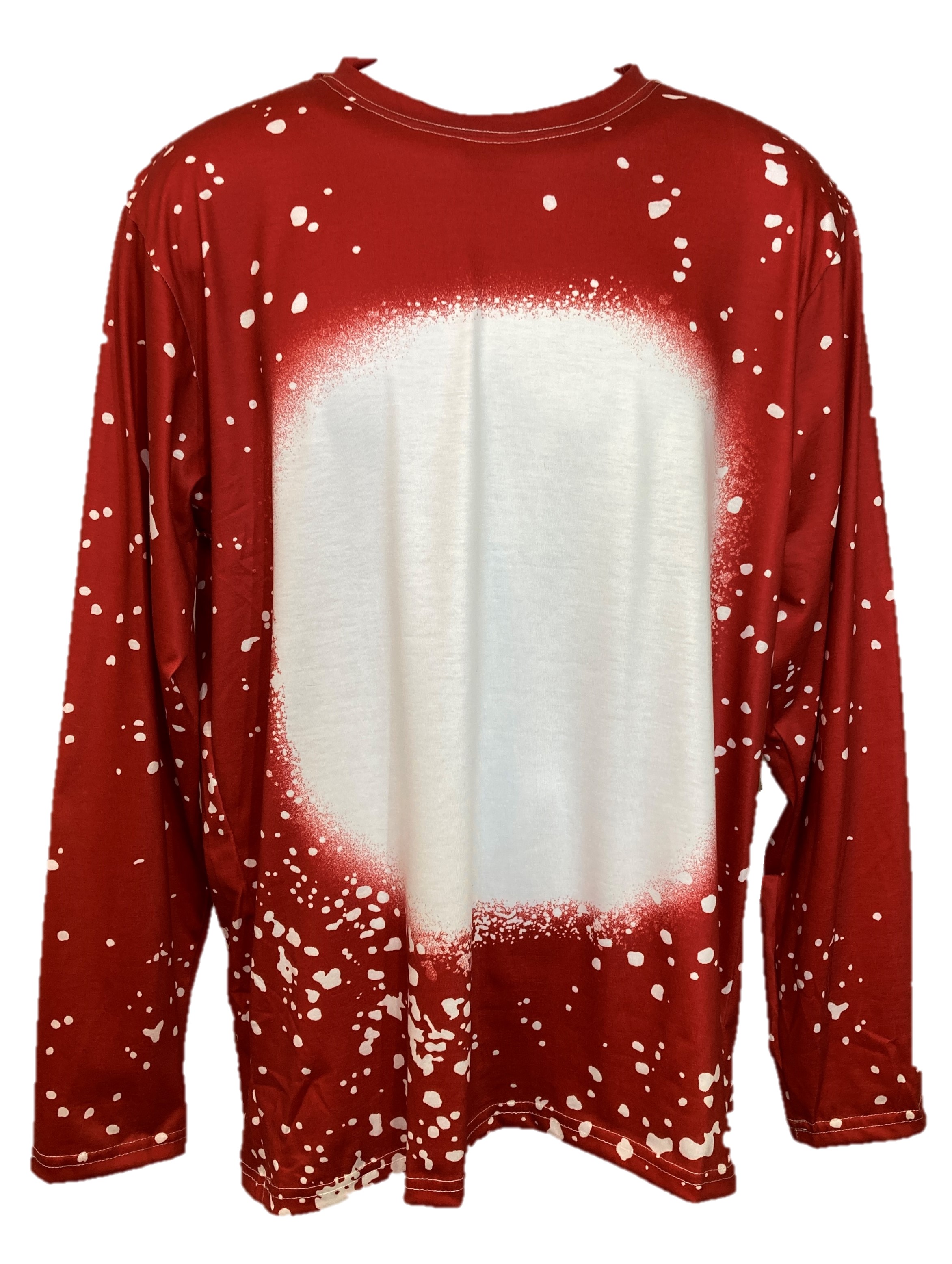 Adult Unisex Faux Bleach Long Sleeve T-Shirt - Dark Red