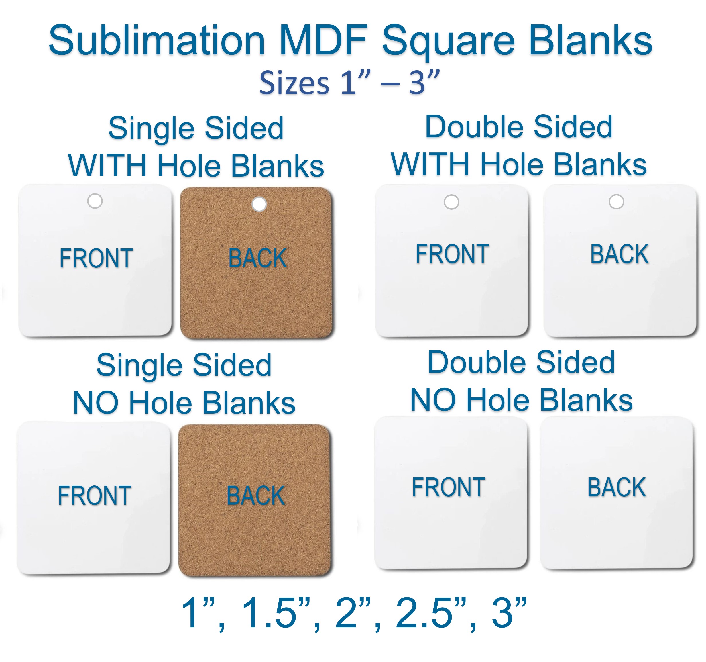 Sublimation MDF White Glossy Shapes - Round & Square