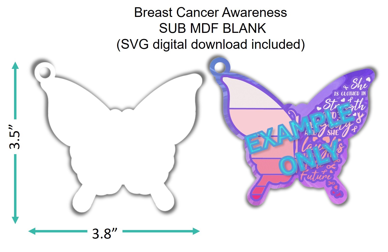 Breast Cancer Awareness DS Sublimation MDF With Hole Blank - with SVG
