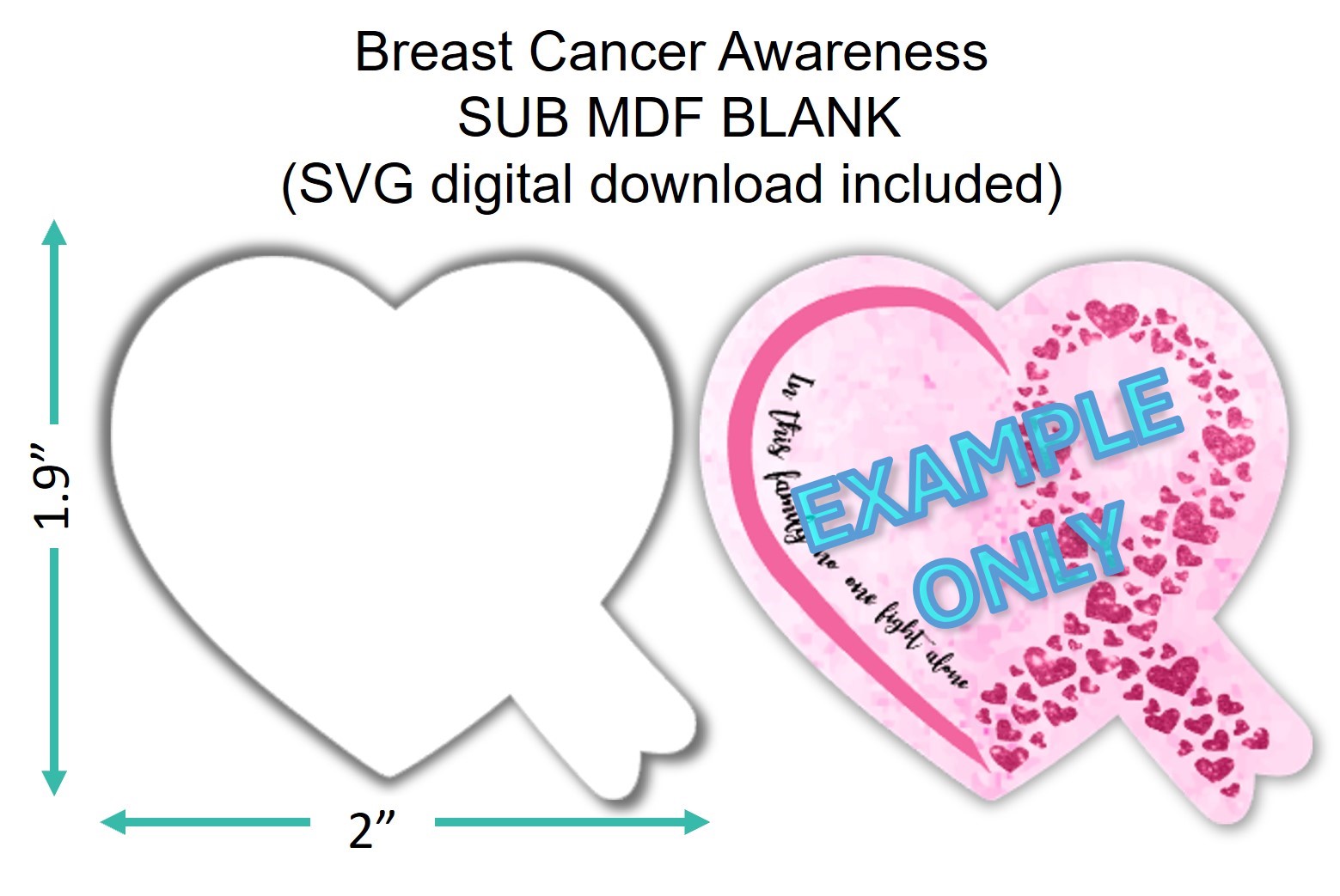 Breast Cancer Awareness Sublimation MDF No Hole Blanks - with SVG