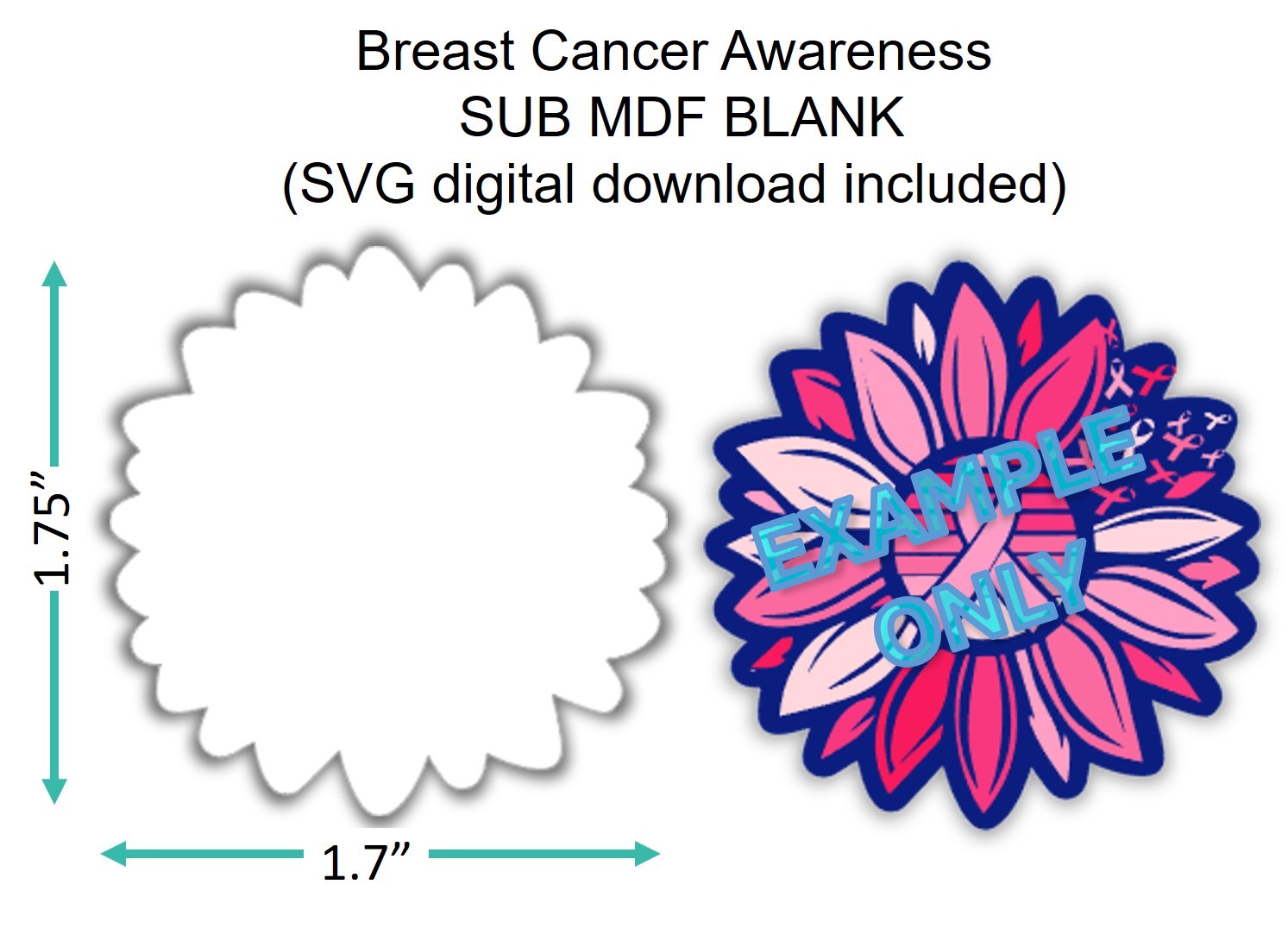 Breast Cancer Awareness Sublimation MDF No Hole Blanks - with SVG
