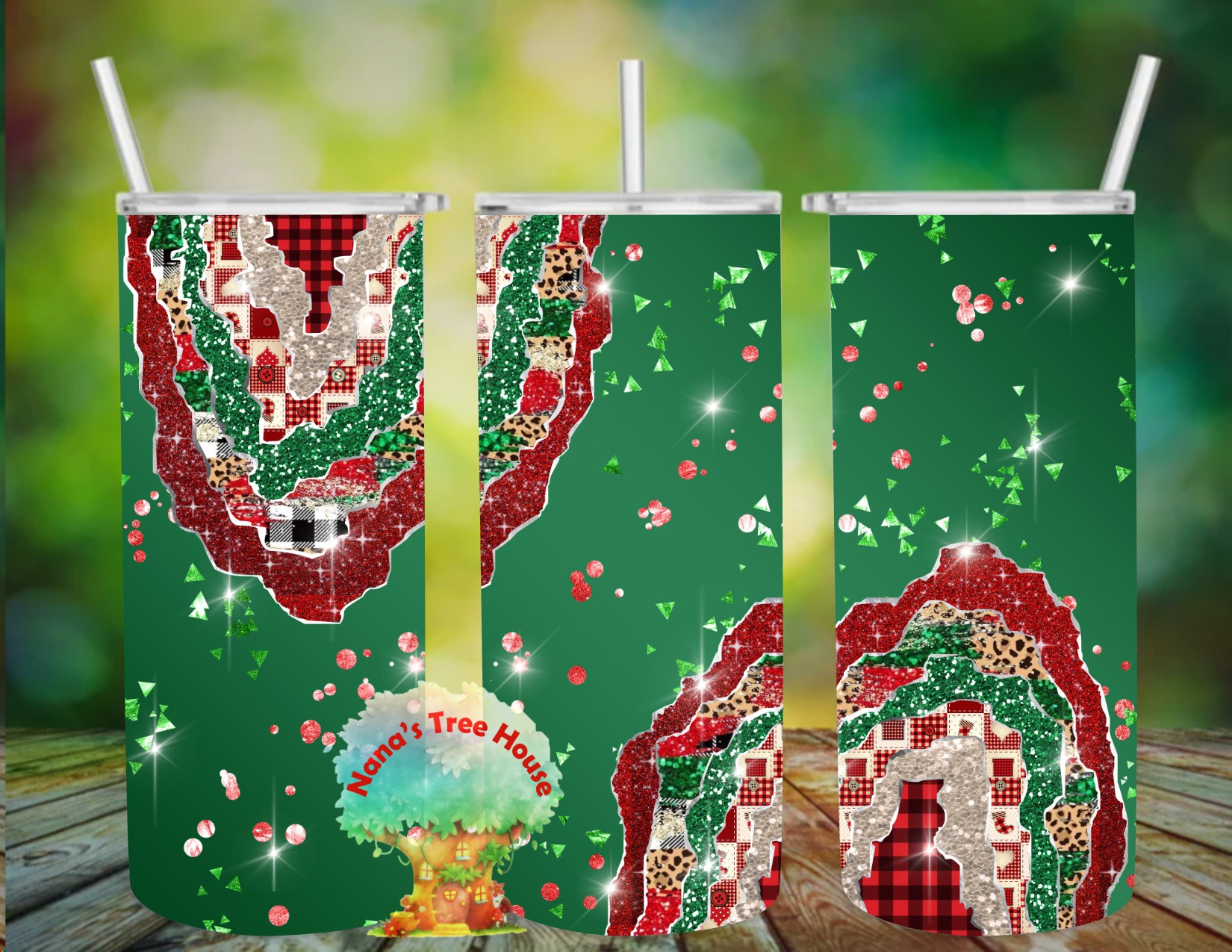 Red and Green Christmas Geode AYOD Tumbler Wrap DESIGN ONLY