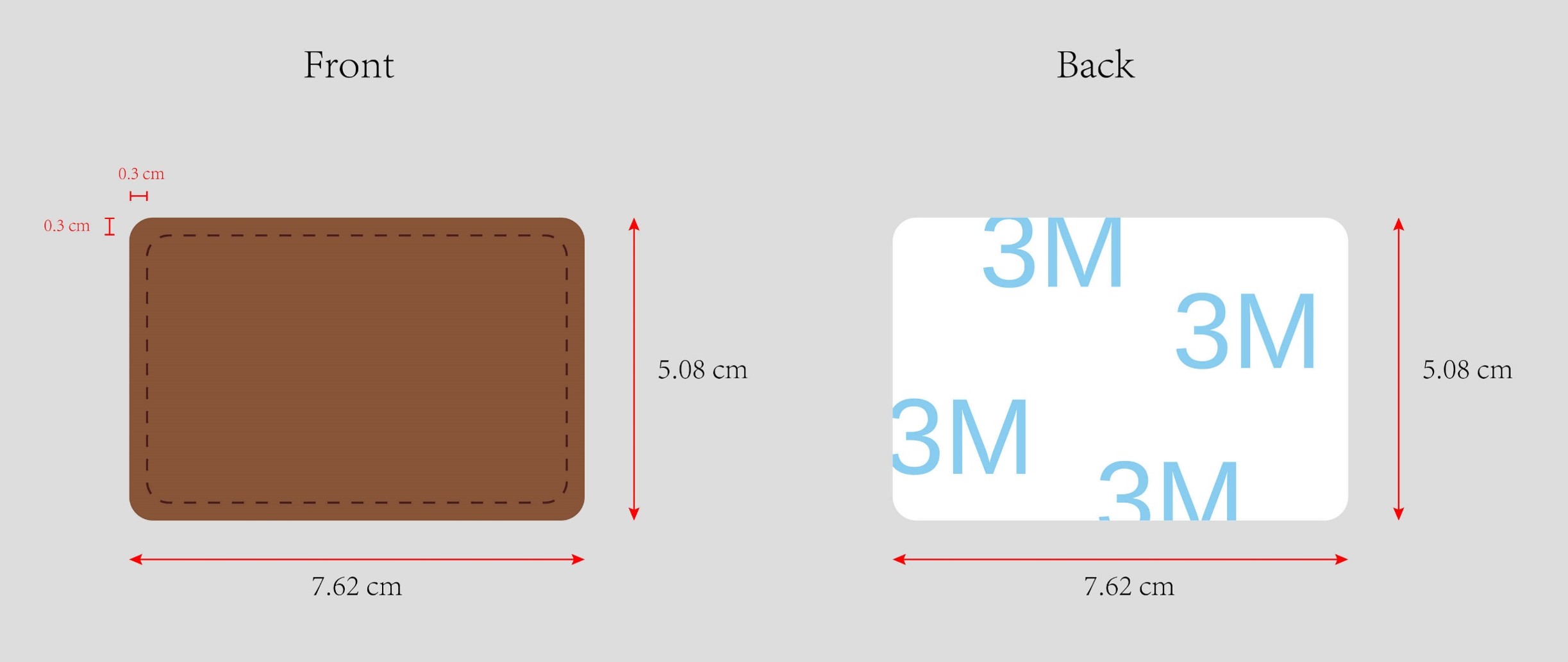 Faux Leather 2" x 3" Rectangle Patch with Adhesive Backing