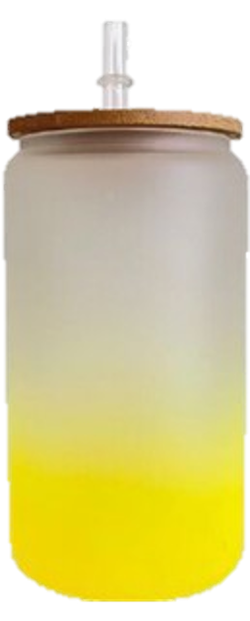 16 Oz Gradient Frosted Glass Sublimation Tumbler W Bamboo Lid Yellow