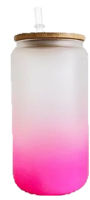 Set Of 5 Colors 16 Oz Gradient Glass Sublimation Tumblers W Bamboo Lids