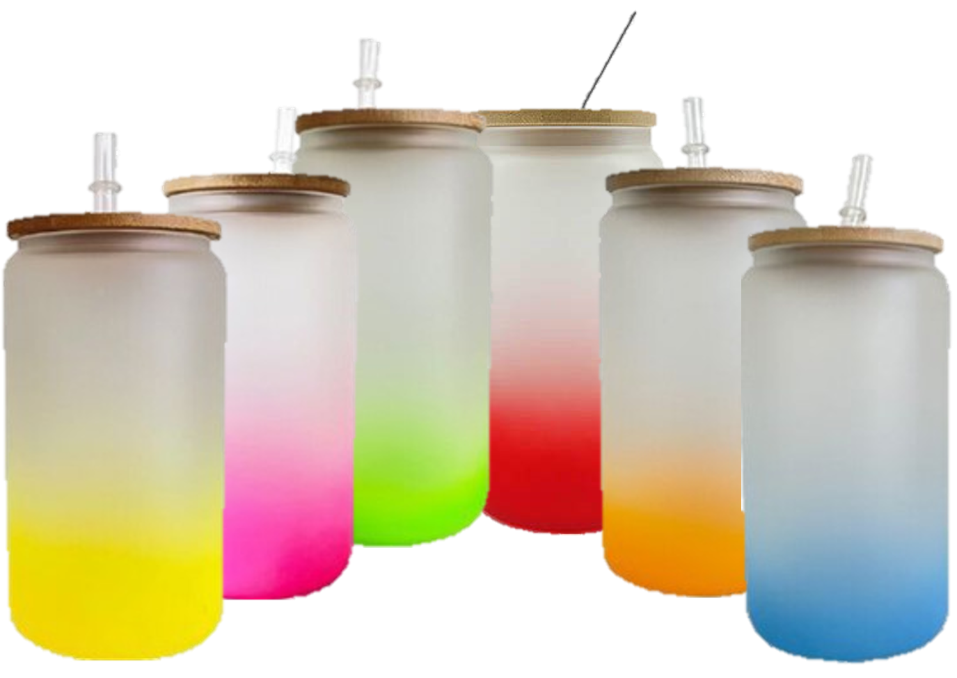 16 Oz Gradient Frosted Glass Sublimation Tumbler W Bamboo Lid