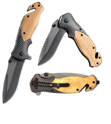 X50 Olive Wood Folding Tactical Pocket Knife