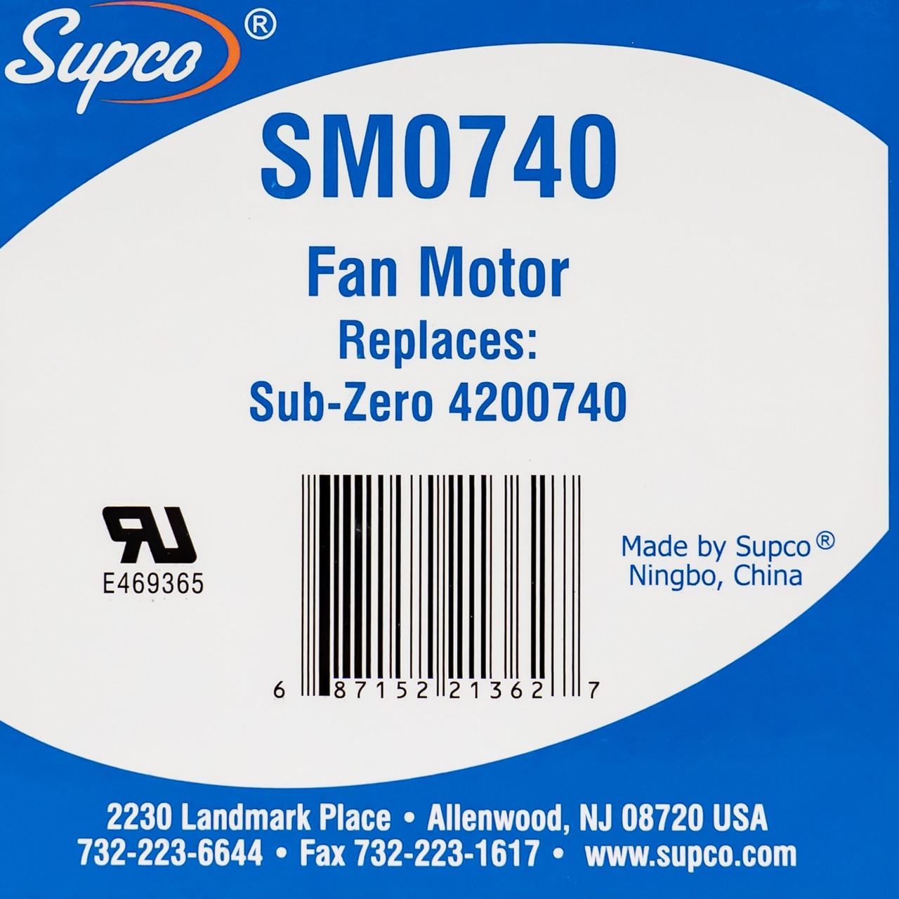 Refrigerator Fan Motor for Sub Zero | McCombs Supply Co | SM0740