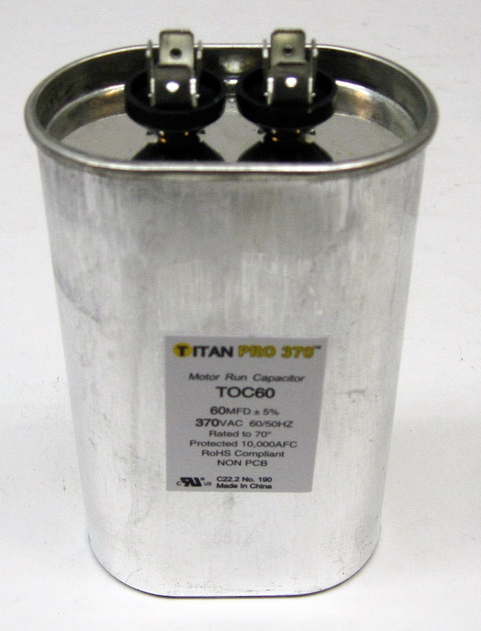 TOC60 60 MFD 370 Volt Oval Motor Run Capacitor | McCombs Supply Co