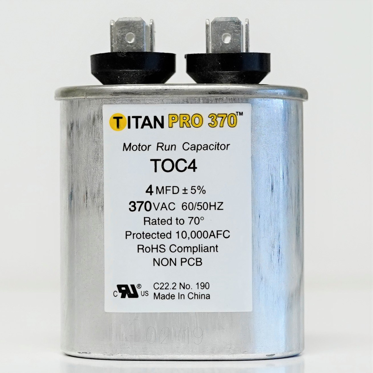 TOC4 4 MFD 370 Volt Oval Motor Run Capacitor | McCombs Supply Co