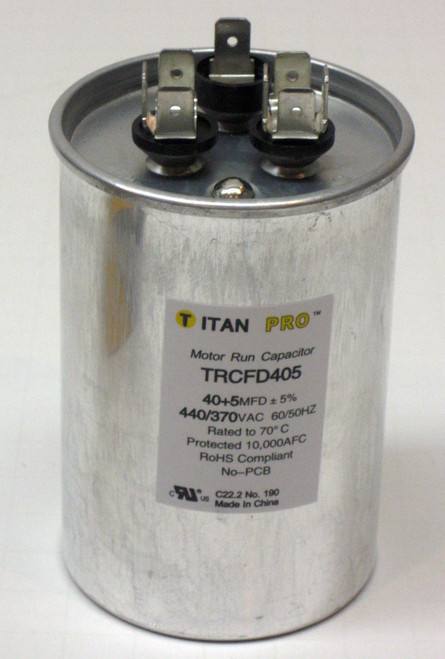 F4054 Round 40 + 5 uf mfd 440 / 370 Volts Dual Run Capacitor Titan Pro ...