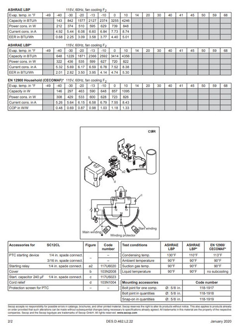 Secop Refrigeration Compressor 1/2 HP | McCombs Supply Co | SC12CL