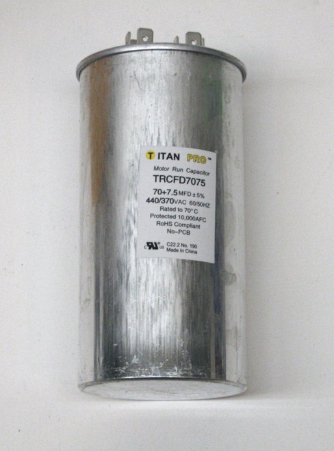 TRCFD7075 70/7.5 MFD 440V Round Dual Run Capacitor | McCombs Supply Co