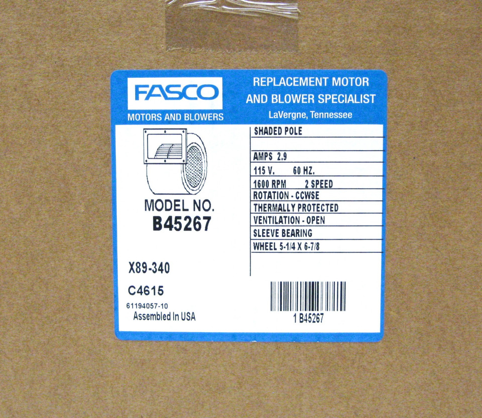 Fasco Centrifugal Blower Motor Assembly | McCombs Supply Co | B45267
