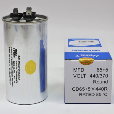 Round Run Capacitor 65+5 MFD 440V | McCombs Supply | CD65+5X440R