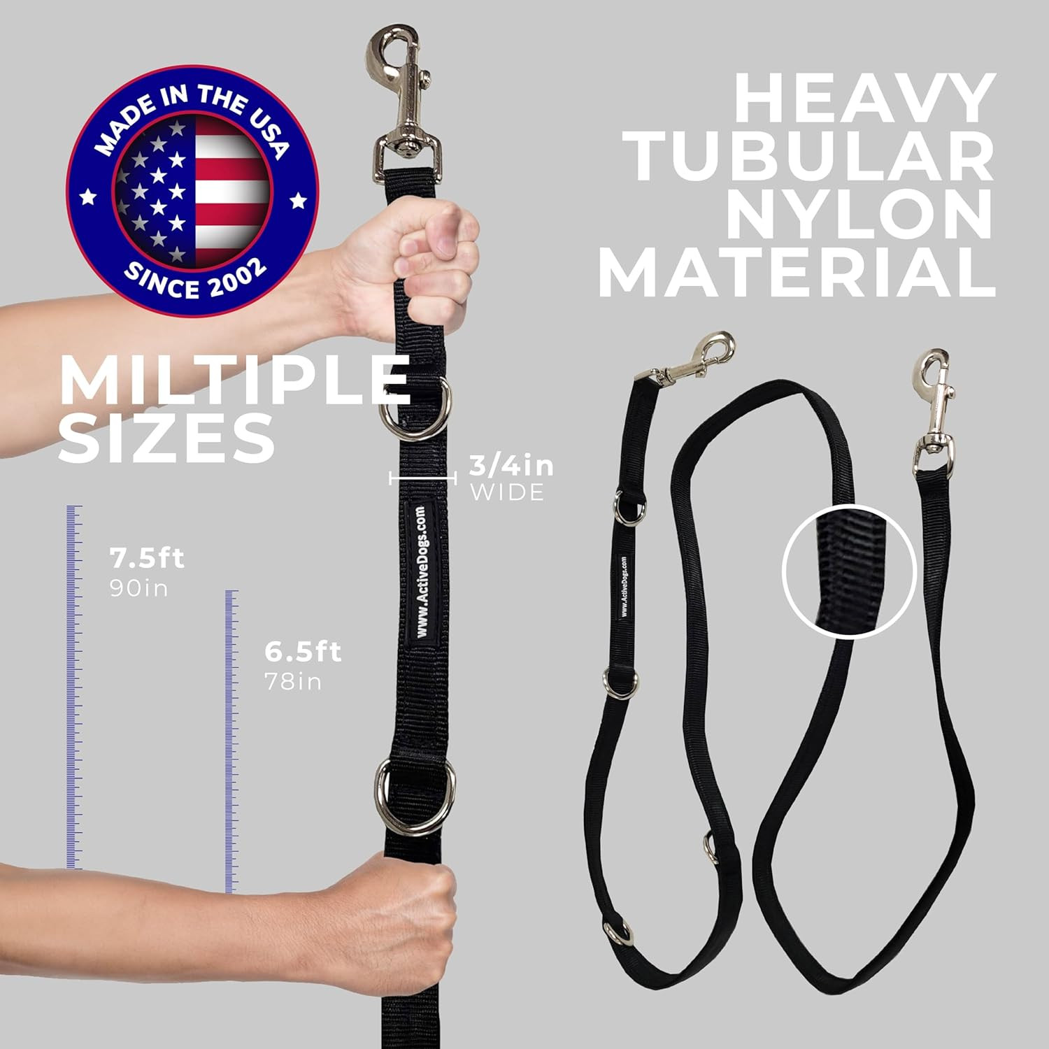 ActiveDogs.com Hands-Free Service Dog Training Leash, Cross-Body