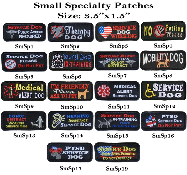 Service Dog Patches: Standard, Custom Text, & graphics