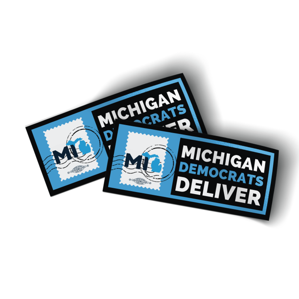 Stamp 4 5 X 2 Vinyl Sticker Pack Of Two Michigan Democratic stamp-4-5-x-2-vinyl-sticker-pack-of-two-michigan-democratic