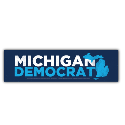 Navy Michigan Democrat (11" x 3" Vinyl Sticker) - Michigan Democratic ...