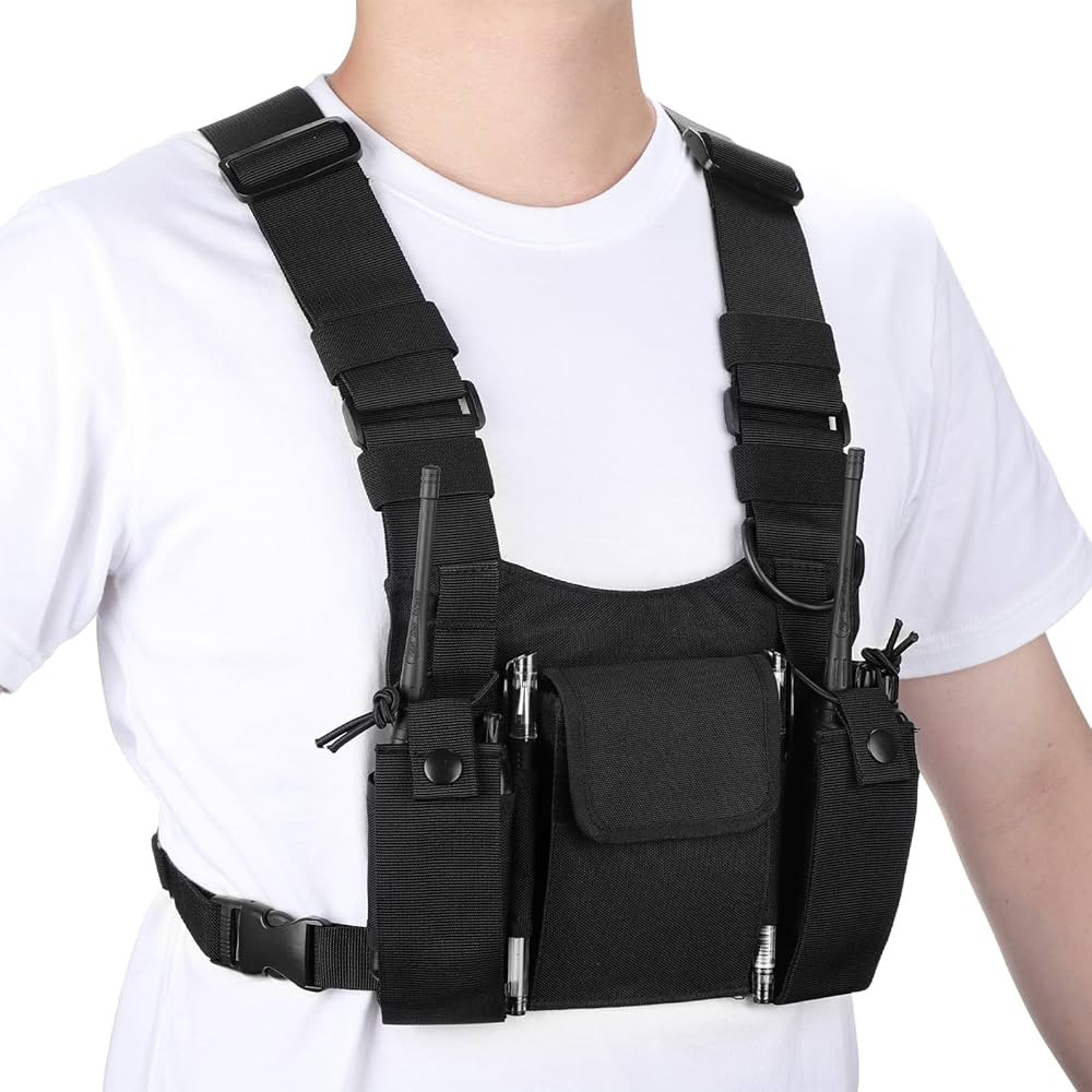Radio Chest Harness Chest Front Pack, ASHATA Nylon Talkie Chest Harness ...