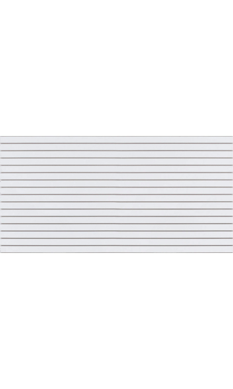 4 Foot x 8 Foot Horizontal White Slatwall Panel With Metal Inserts