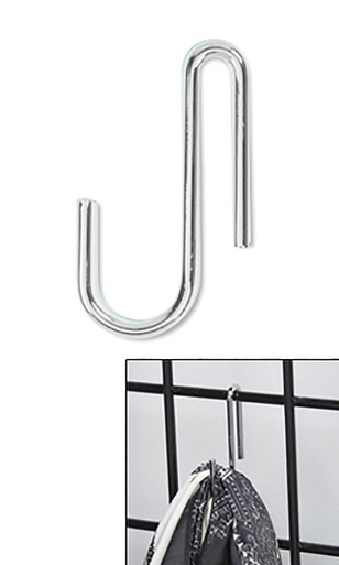 Chrome S-Hook for Wire Grid - Case of 50