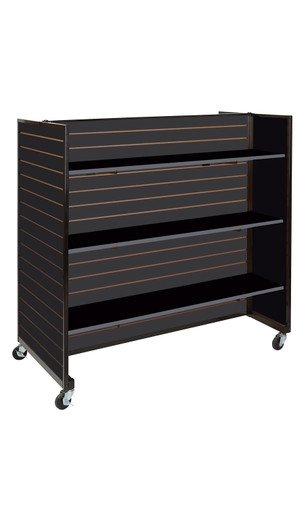 Black Metal Framed Rolling Slatwall Gondolas with 6 Shelves 50"W x 53 ...